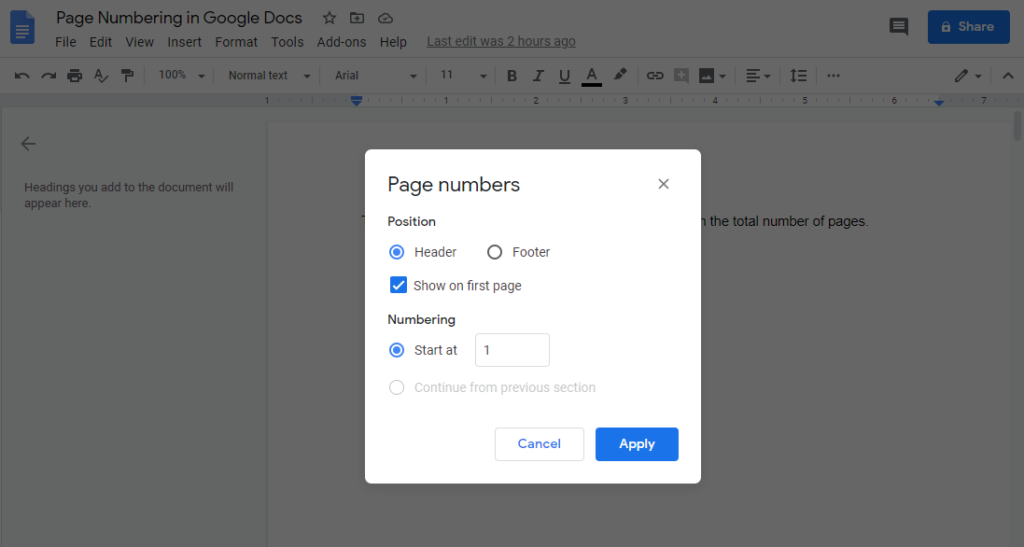 How to Number Pages in Google Docs - Wordable